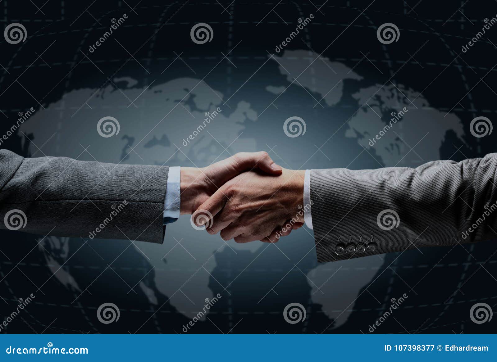 Handshake with Map of the World in Background. Stock Image - Image of ...
