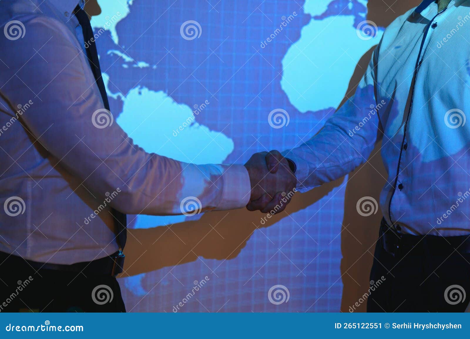 Handshake with Map of the World in Background Stock Image - Image of ...