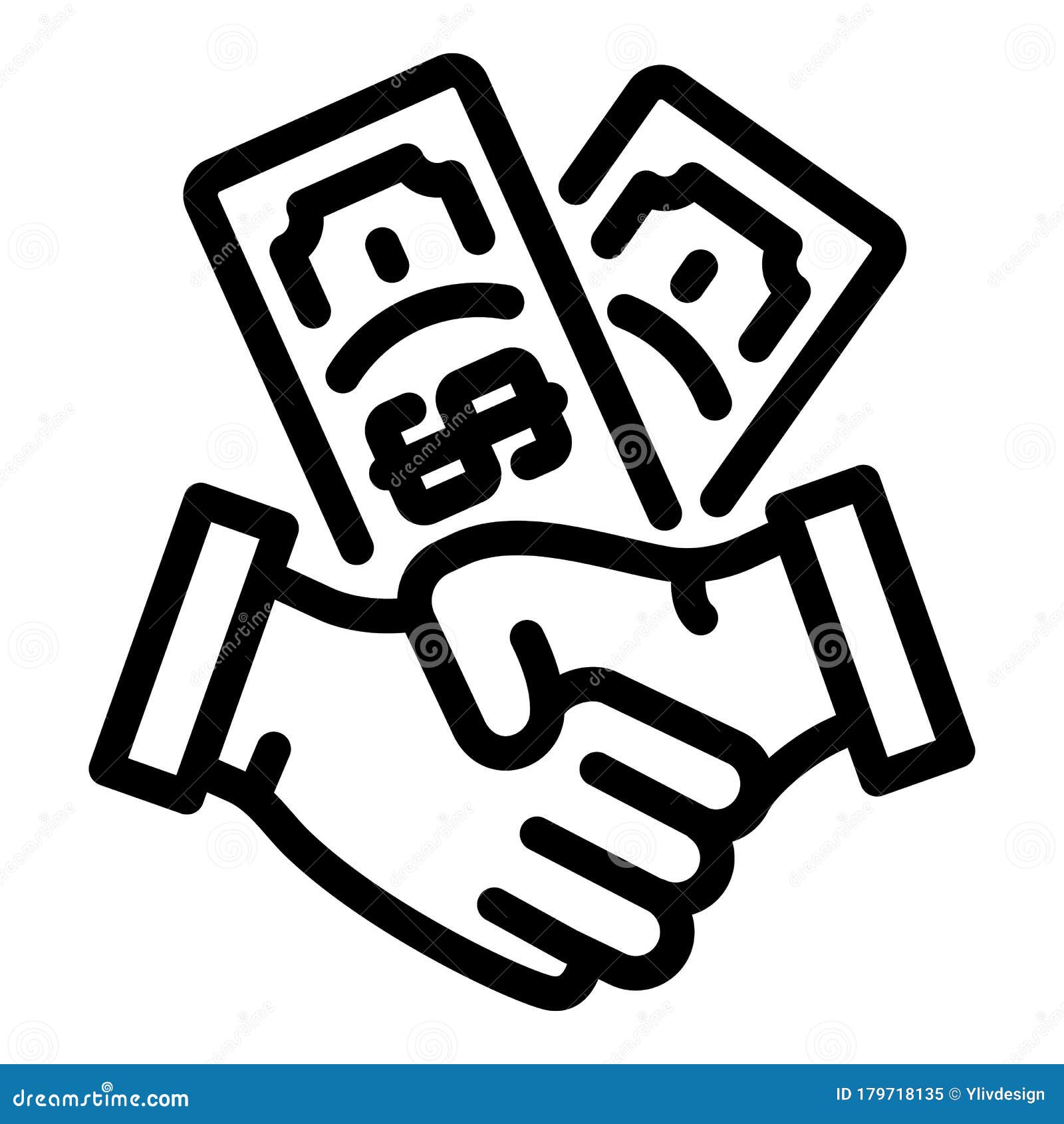 Handshake and Money Icon, Outline Style Stock Vector - Illustration of ...
