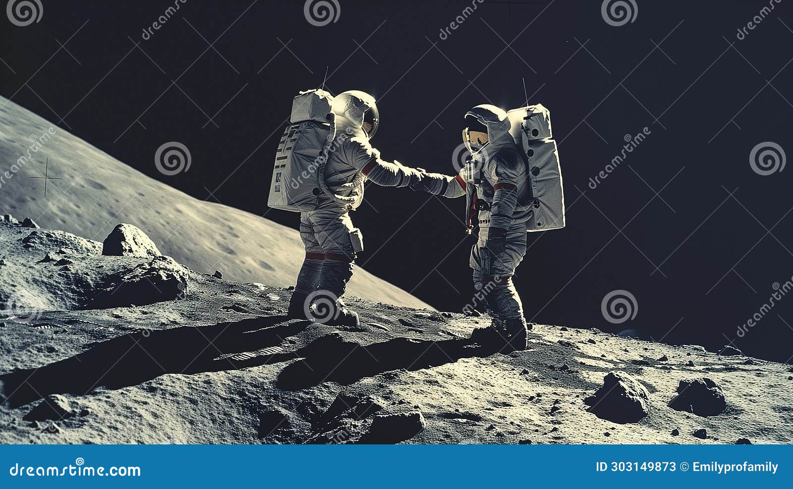 Handshake on Moon: Astronauts Exemplify Unity in Space Exploration ...