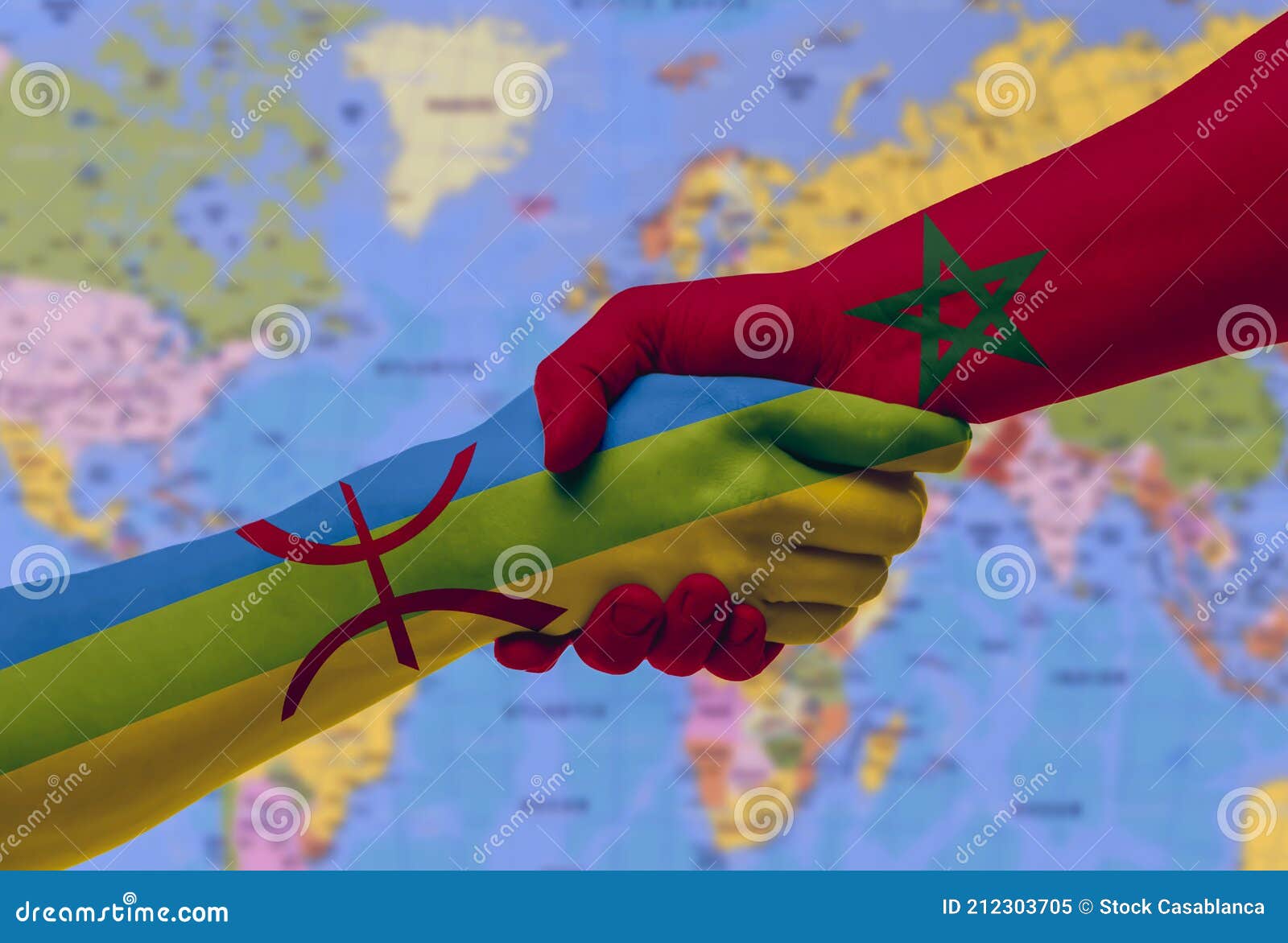 Handshake Between Morocco And Berbers-Imazighen - Flags Painted On ...