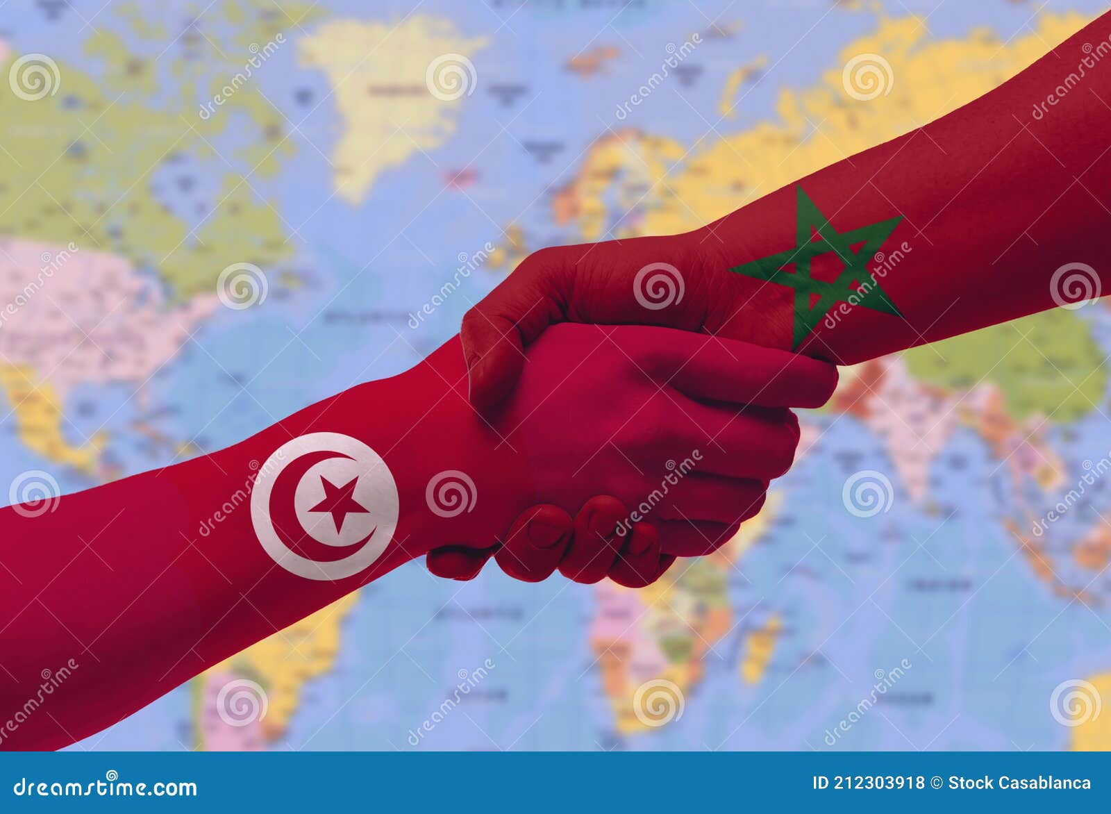 Handshake Between Morocco And Berbers-Imazighen - Flags Painted On ...