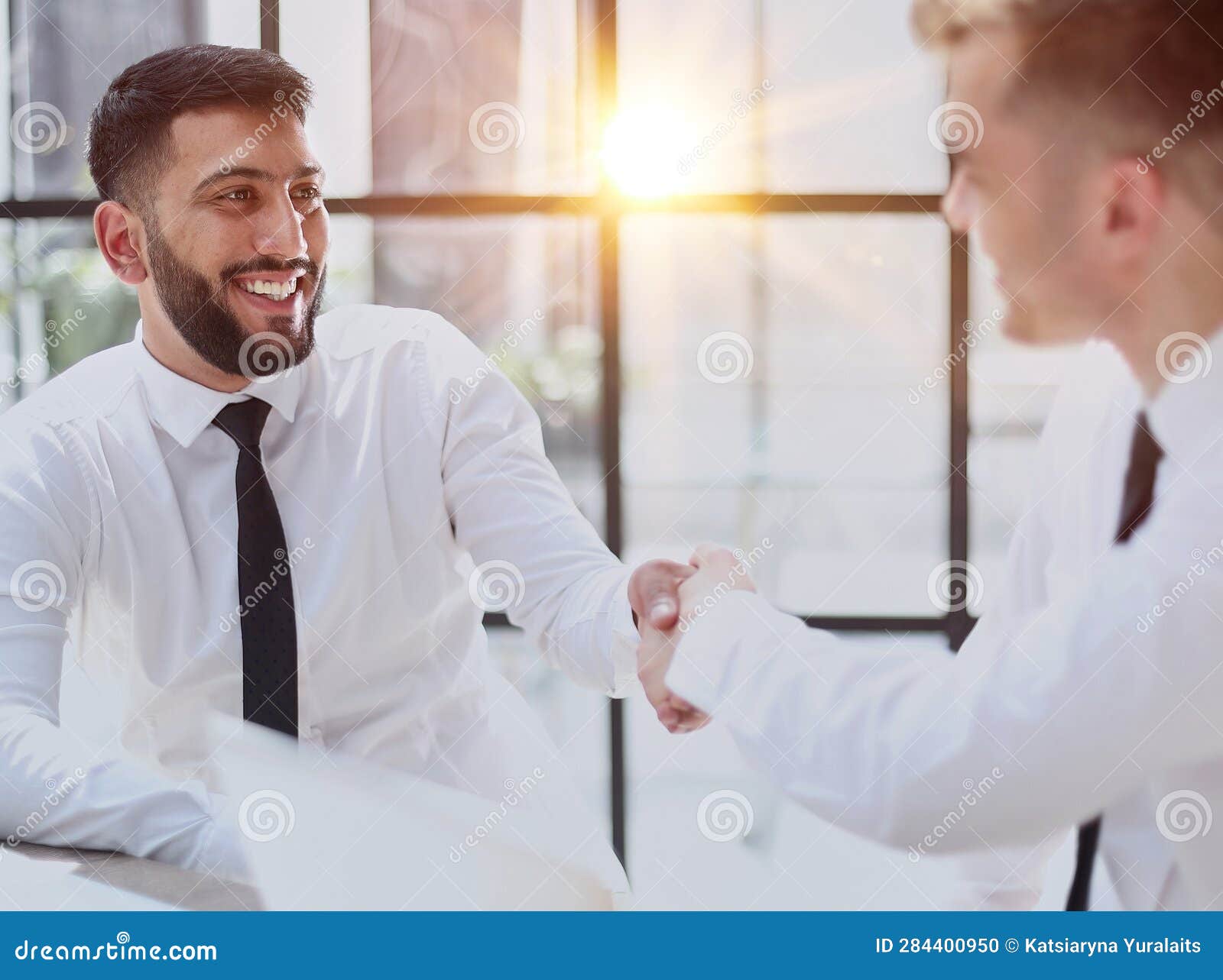 Close Up of Handshake in the Modern Office Stock Photo - Image of hand ...