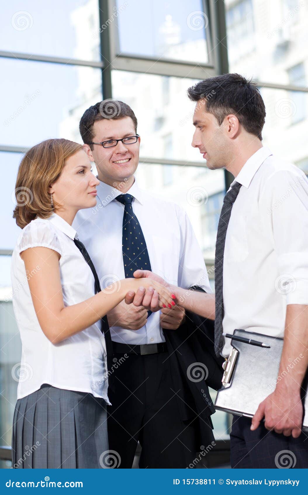 Handshake between Office Workers Stock Image - Image of businesswoman ...