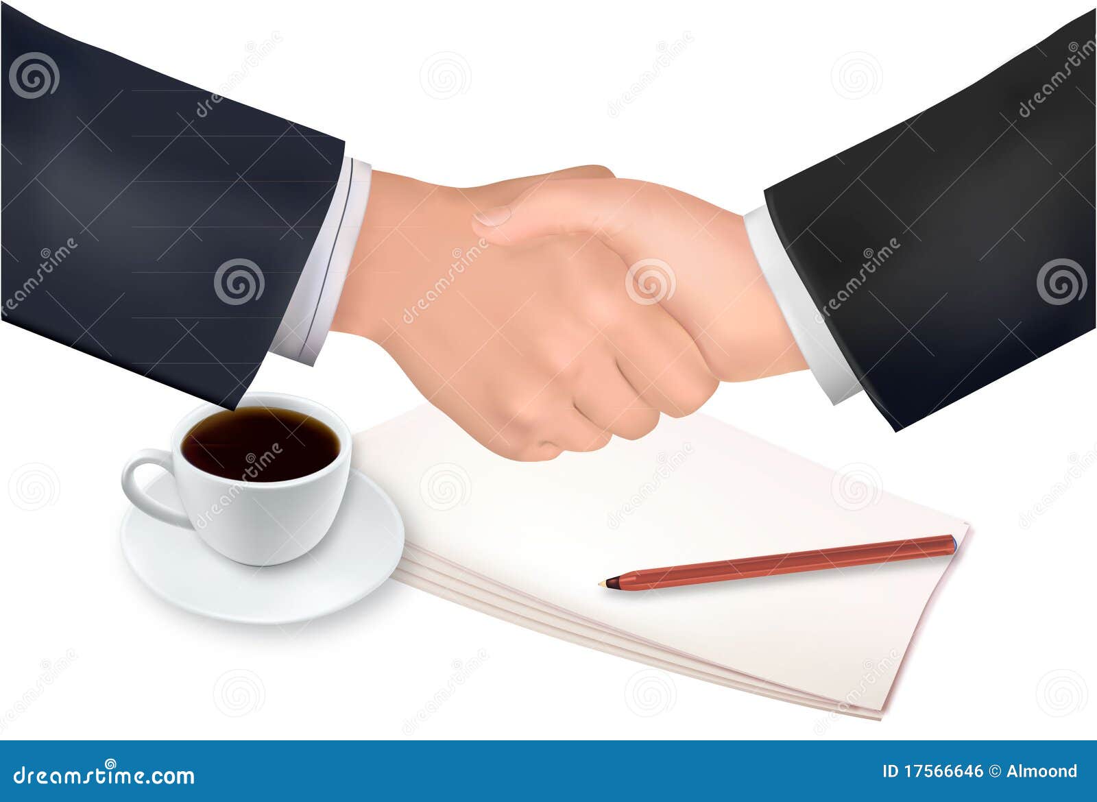 Handshake Over Paper and Coffee. Stock Vector - Illustration of ...