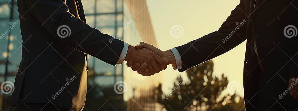 Handshake on Panoramic Office Background. Selective Focus. Selective ...