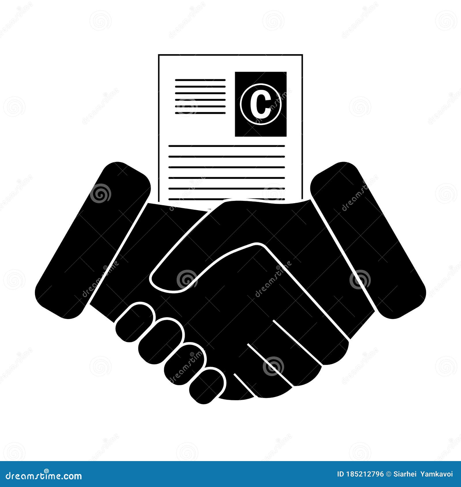 Handshake, Paper Document with Copyright Icon. Concept Partnership ...