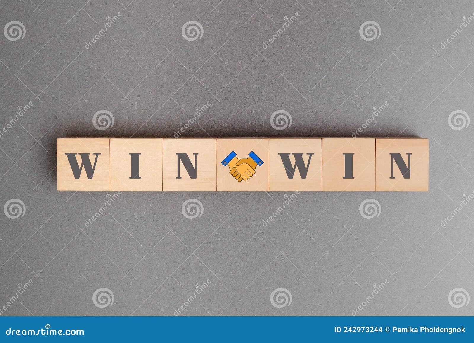 Handshake Partnership Agreement and Win Win Situation on Wooden Block ...