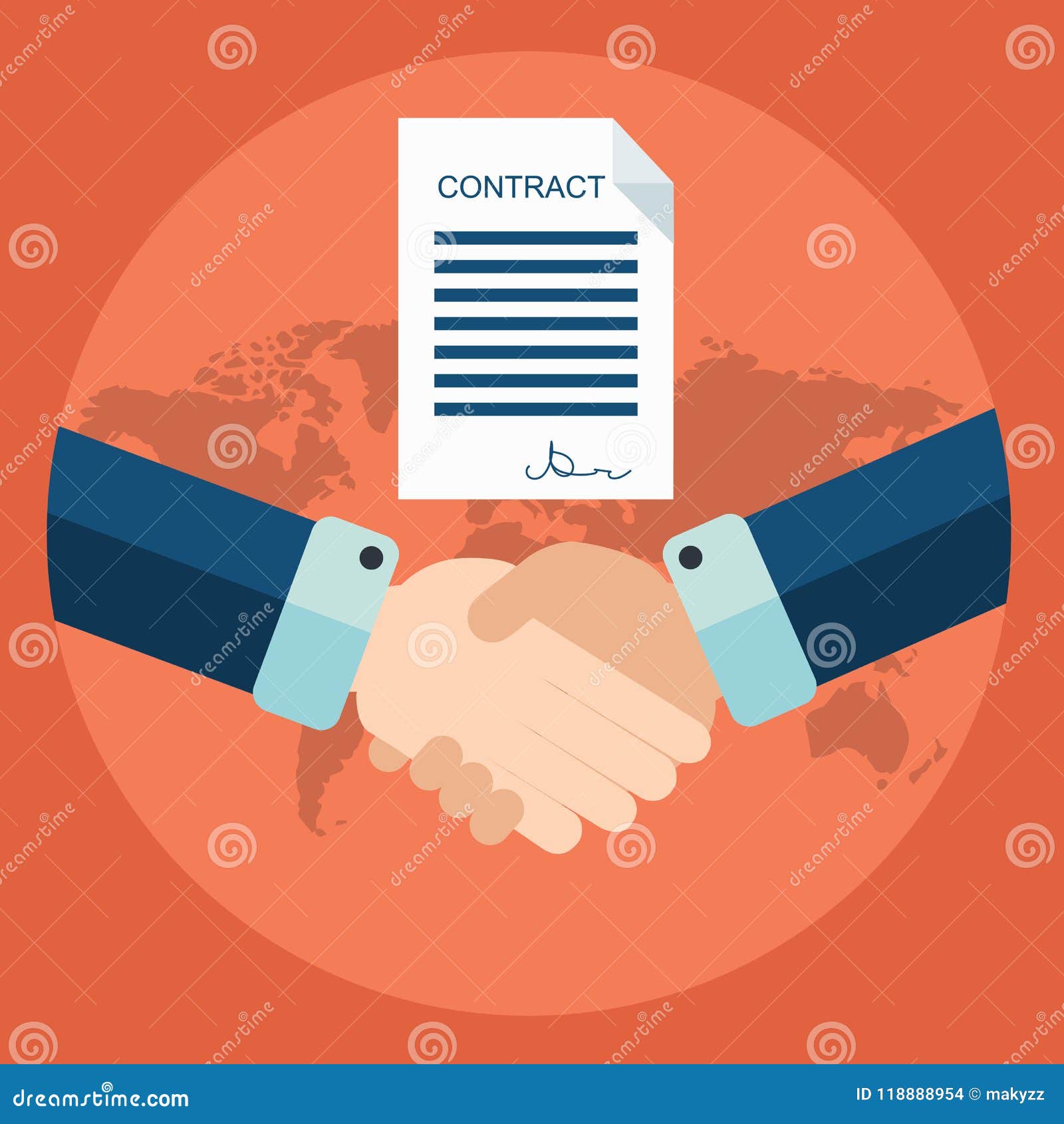 Handshake. Contract Concept in Flat Design. Stock Vector - Illustration ...