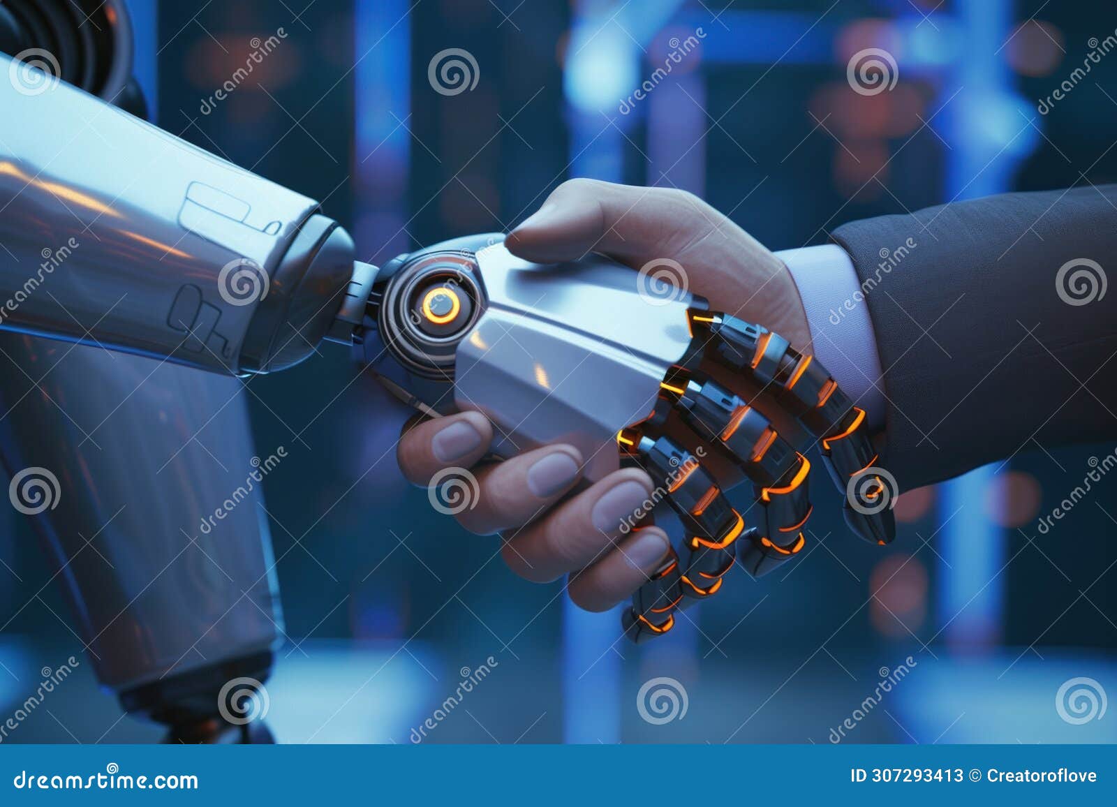 Handshake Picture of a Robot Hand and a Human Hand Stock Illustration ...