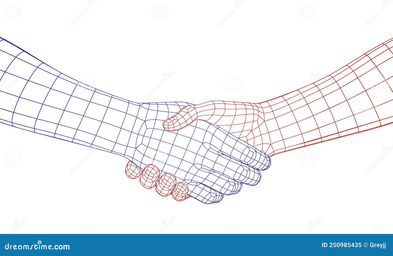 Handshake of Wireframe Hands of Blue and Red Colors Stock Vector ...