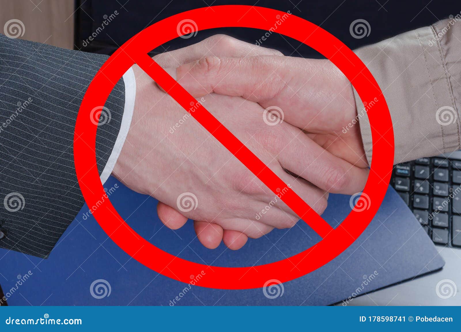 Handshake Prohibition, Handshake in Prohibitory Red Sign To Avoid ...