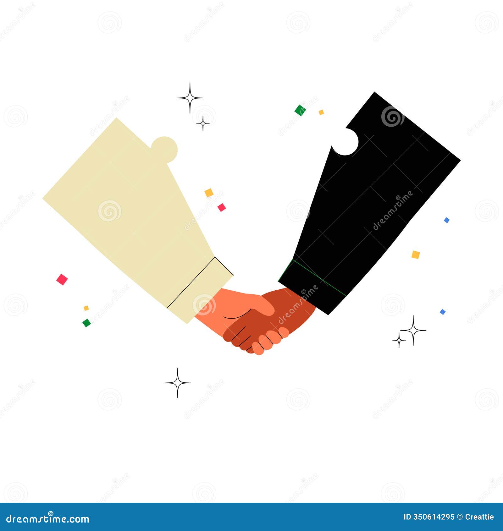 Handshake with Puzzle Pieces in Flat Vector Illustration Symbolizing ...