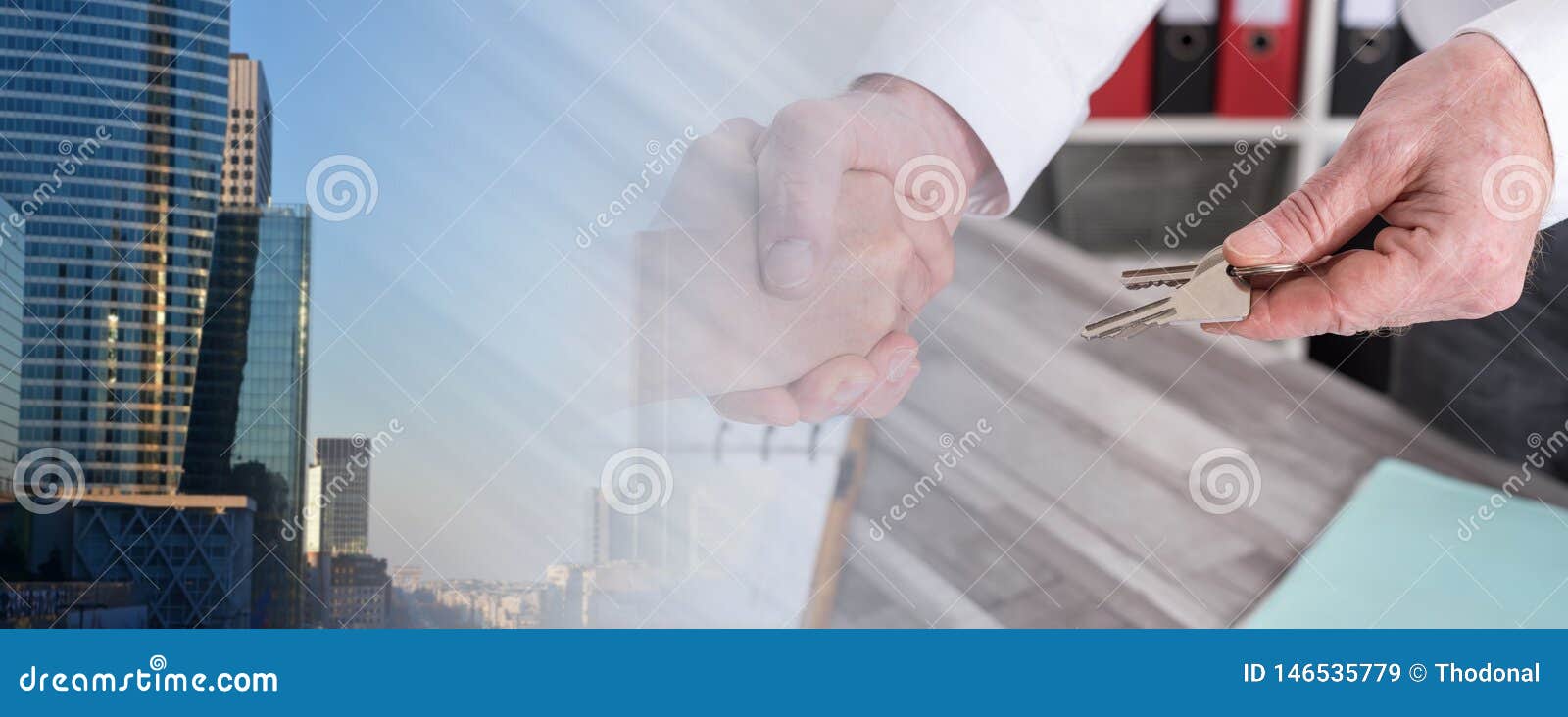 Handshake in a Real Estate Transaction; Multiple Exposure Stock Image ...