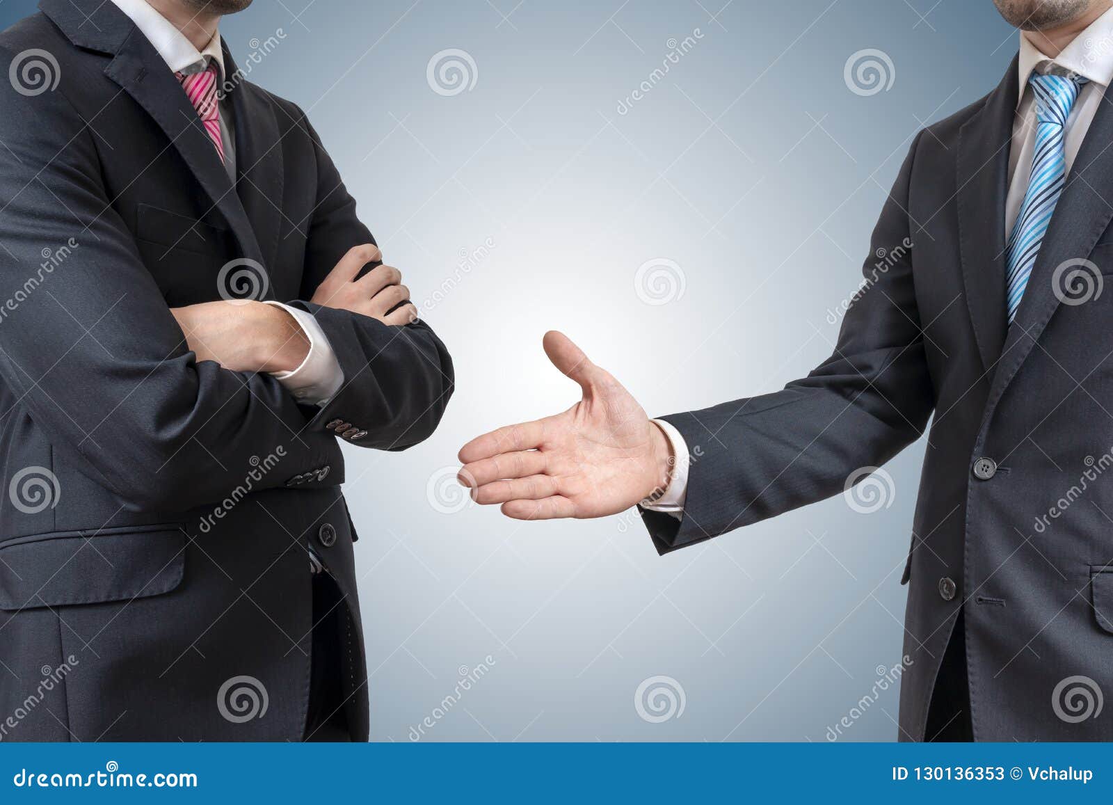 Handshake Refuse. Man is Refusing Shake Hand with Businessman Who is ...