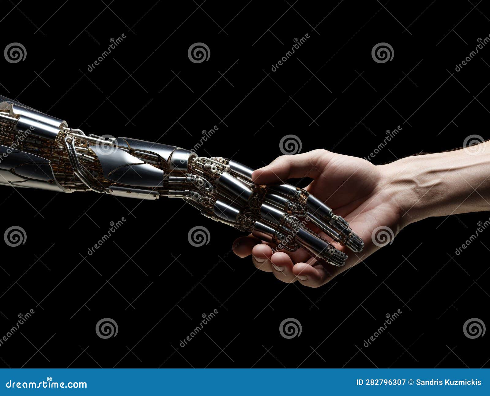 A Handshake between a Robot Hand and a Human Hand. Generative AI Stock ...