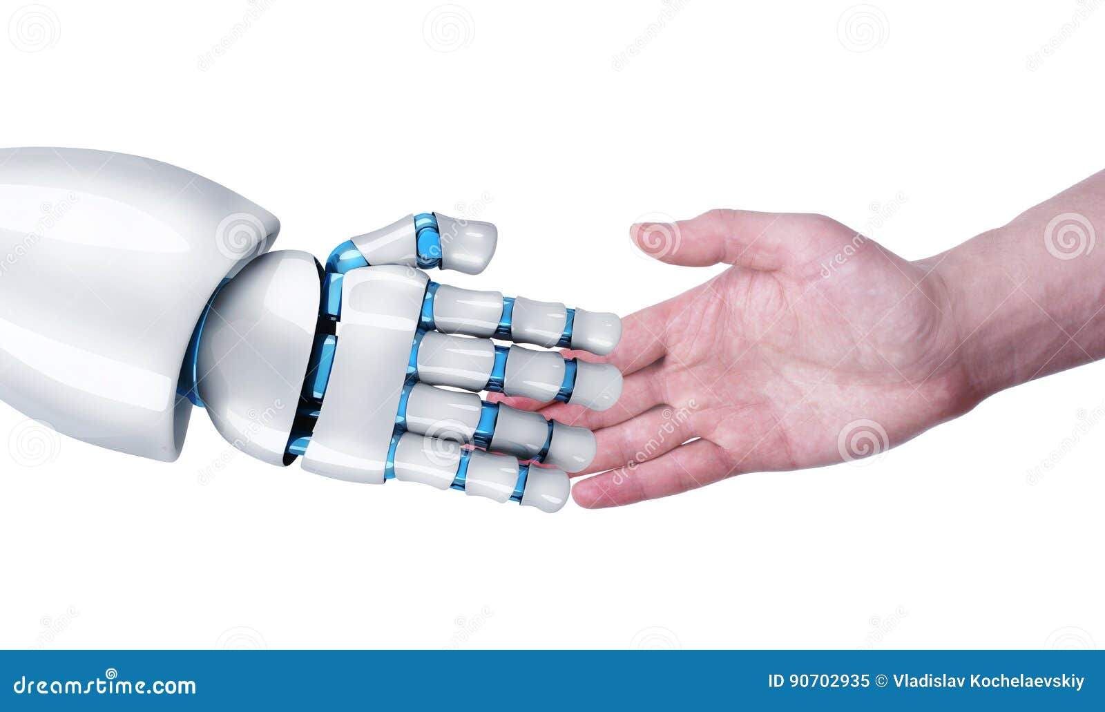 Handshake With Robot, Human And Ai Technology Work Together, Vector ... Handshake With Robot, Human And Ai Technology Work Together, Vector ...