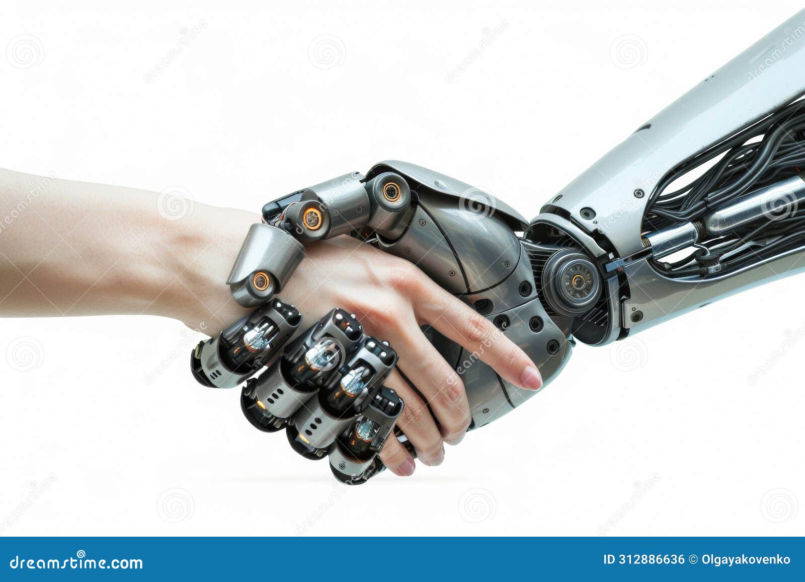 Handshake between Robot and Human. Robot Hand, Female Hand Stock ...