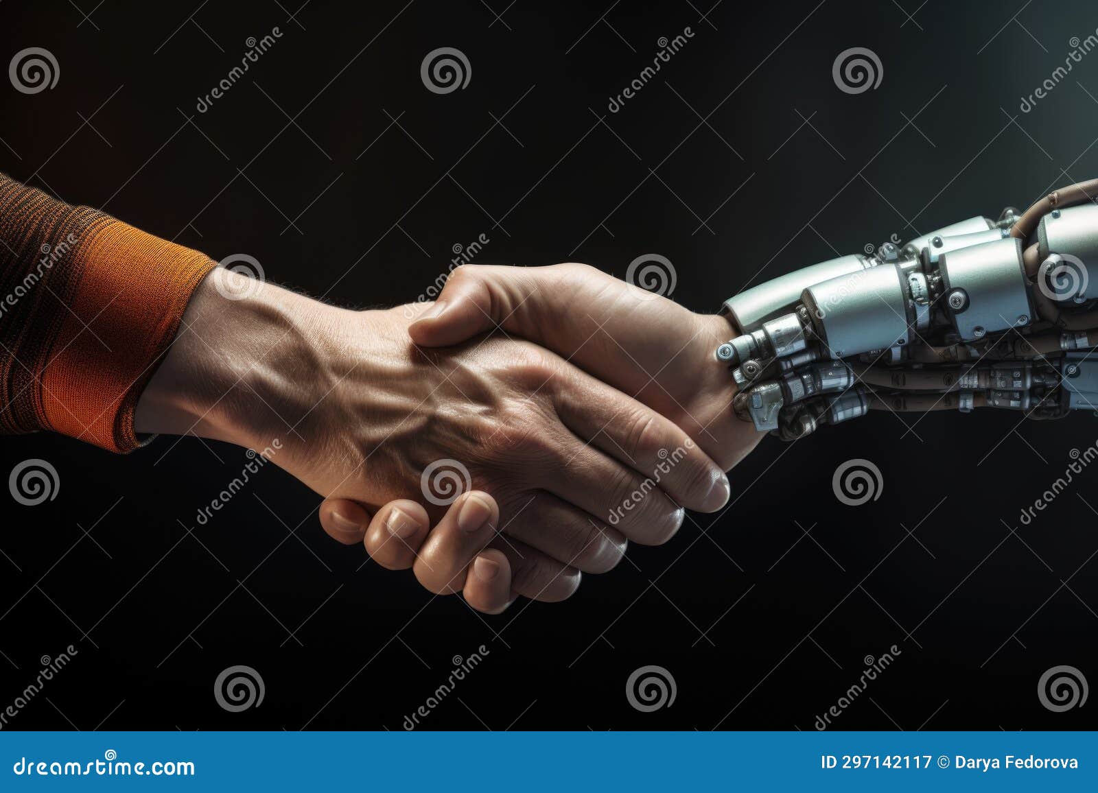 Handshake Robot and Human. Modern Technologies Stock Image - Image of ...