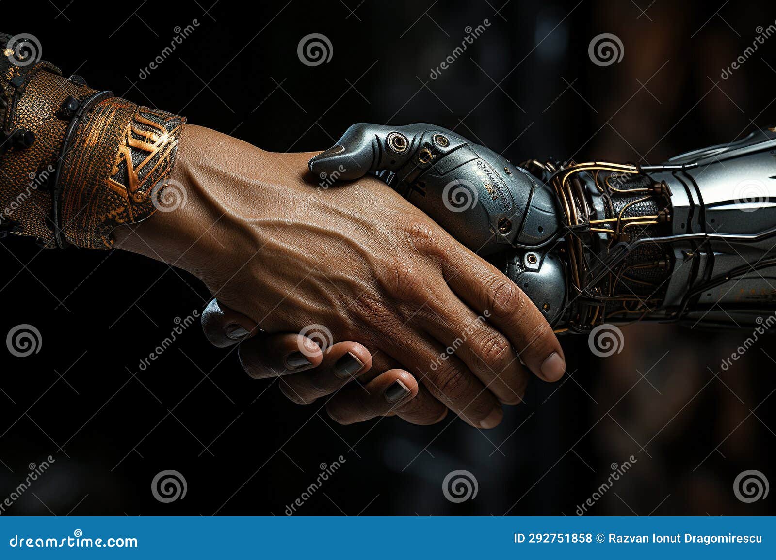 Handshake between a Robot and a Human, Symbolizing the Synergy between ...