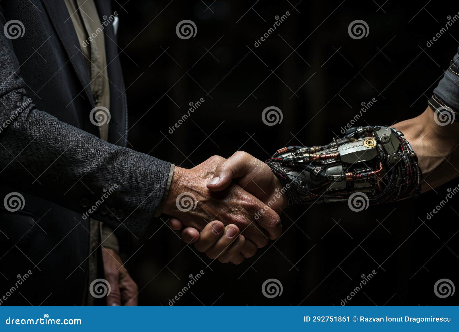 Handshake between a Robot and a Human, Symbolizing the Synergy between ...