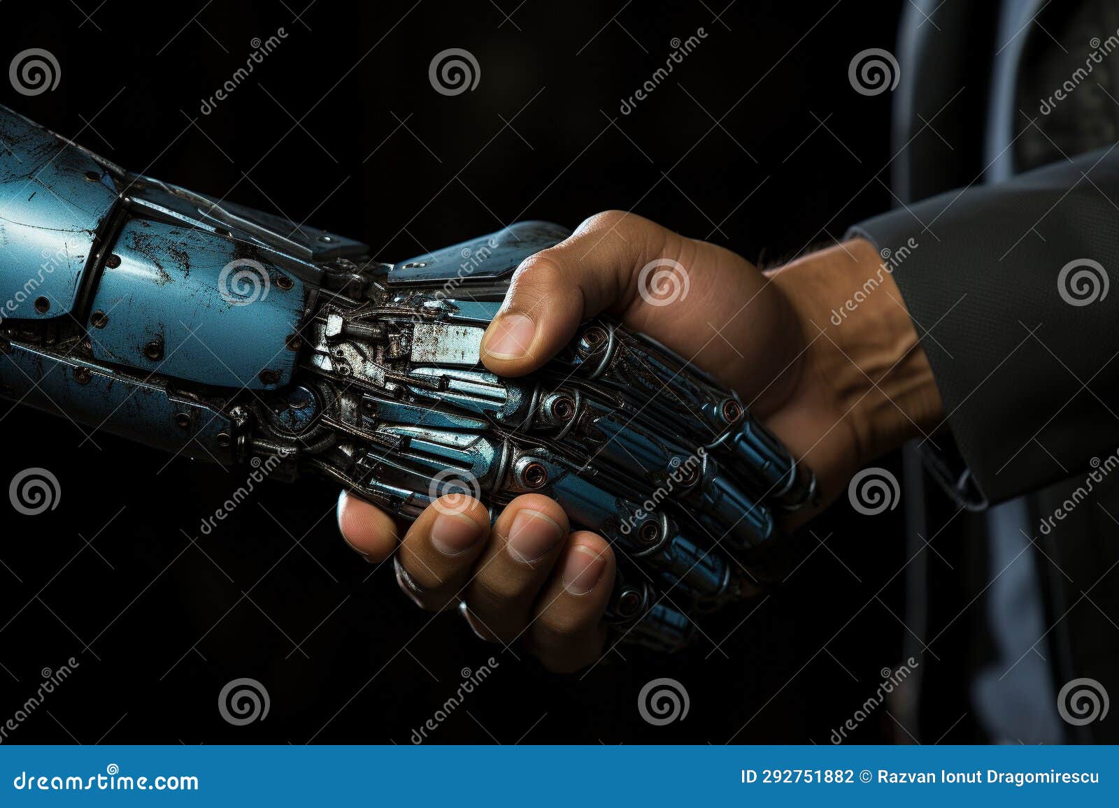 Handshake between a Robot and a Human, Symbolizing the Synergy between ...