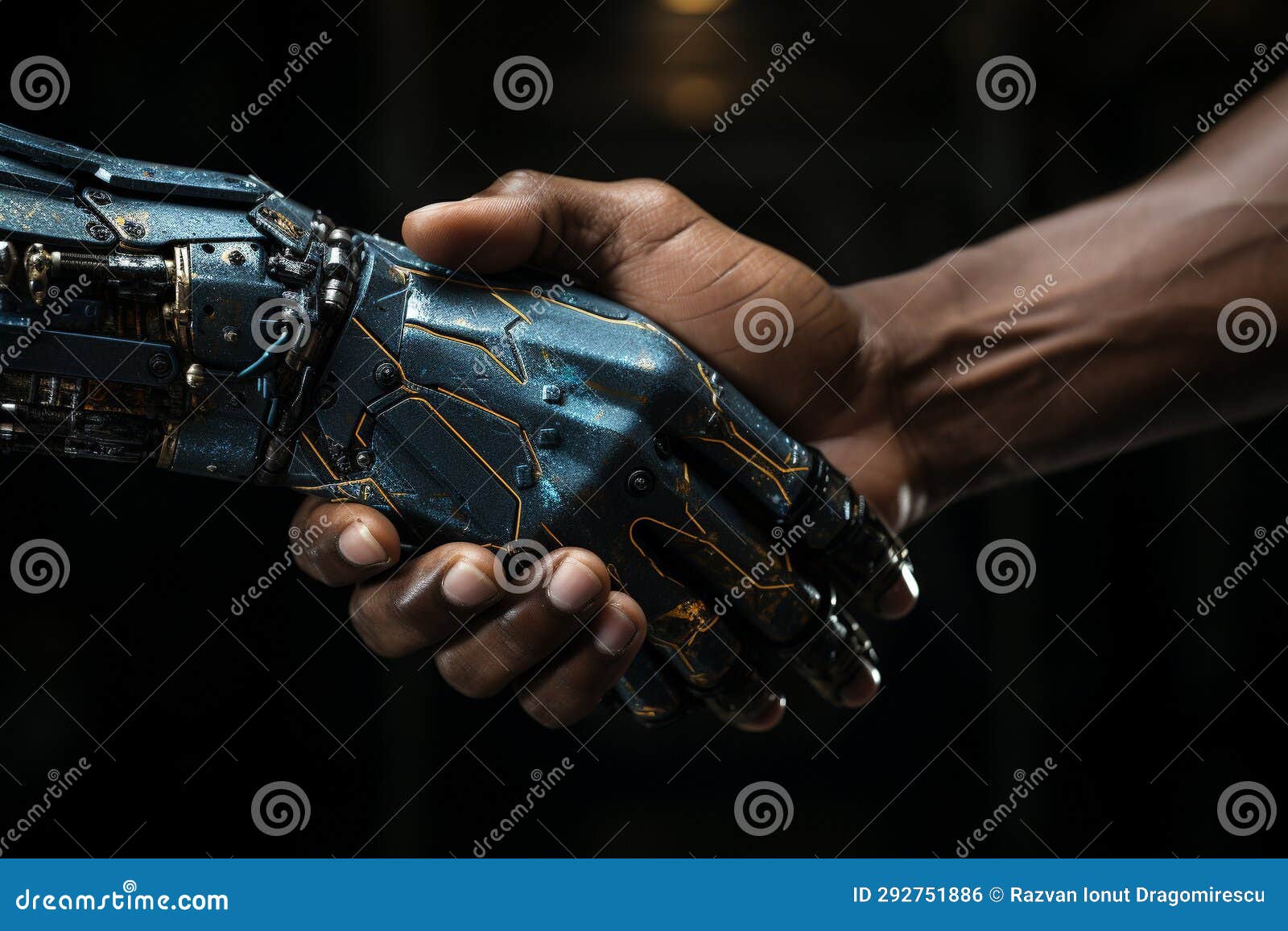 Handshake between a Robot and a Human, Symbolizing the Synergy between ...