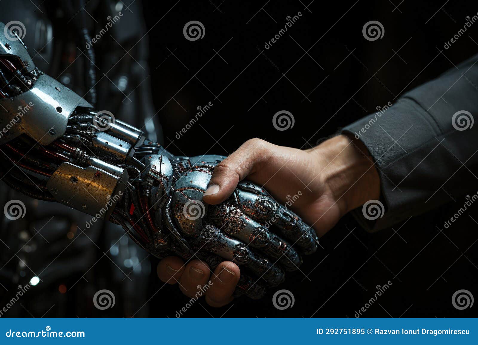 Handshake between a Robot and a Human, Symbolizing the Synergy between ...