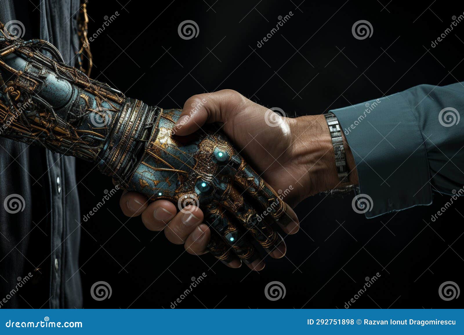 Handshake between a Robot and a Human, Symbolizing the Synergy between ...