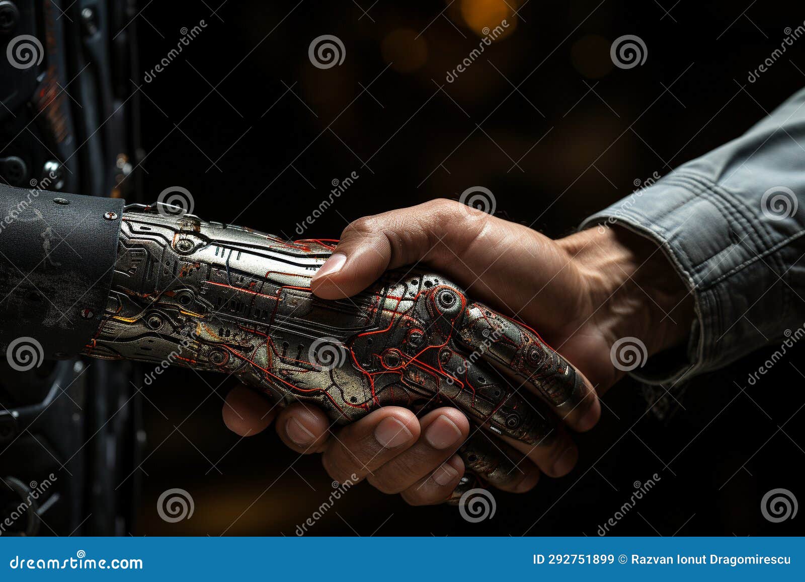 Handshake between a Robot and a Human, Symbolizing the Synergy between ...