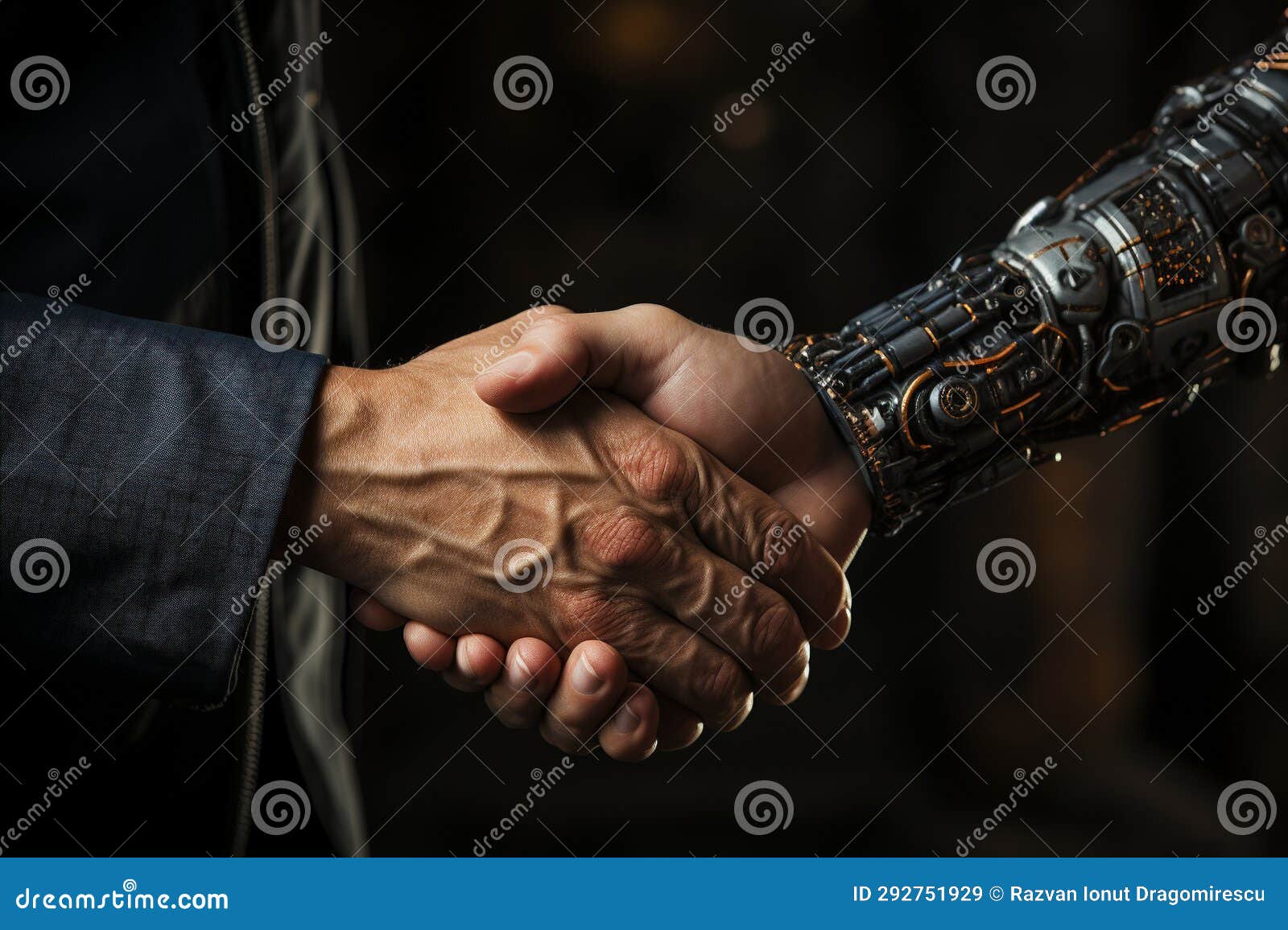 Handshake between a Robot and a Human, Symbolizing the Synergy between ...