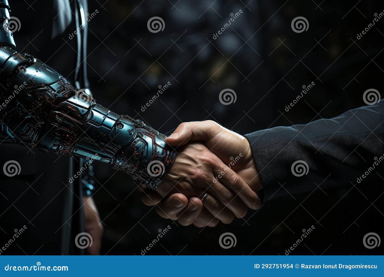 Handshake between a Robot and a Human, Symbolizing the Synergy between ...