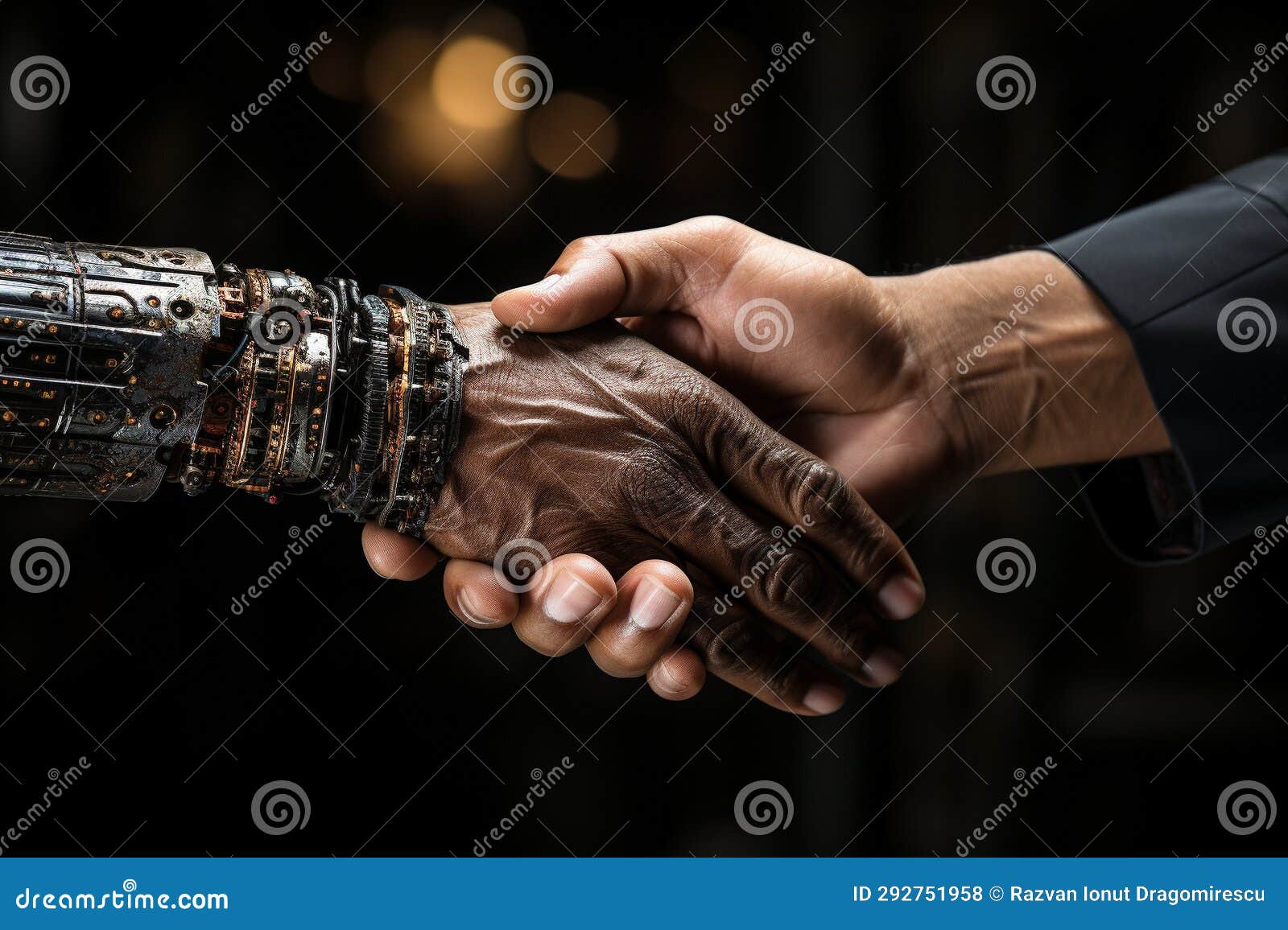 Handshake between a Robot and a Human, Symbolizing the Synergy between ...