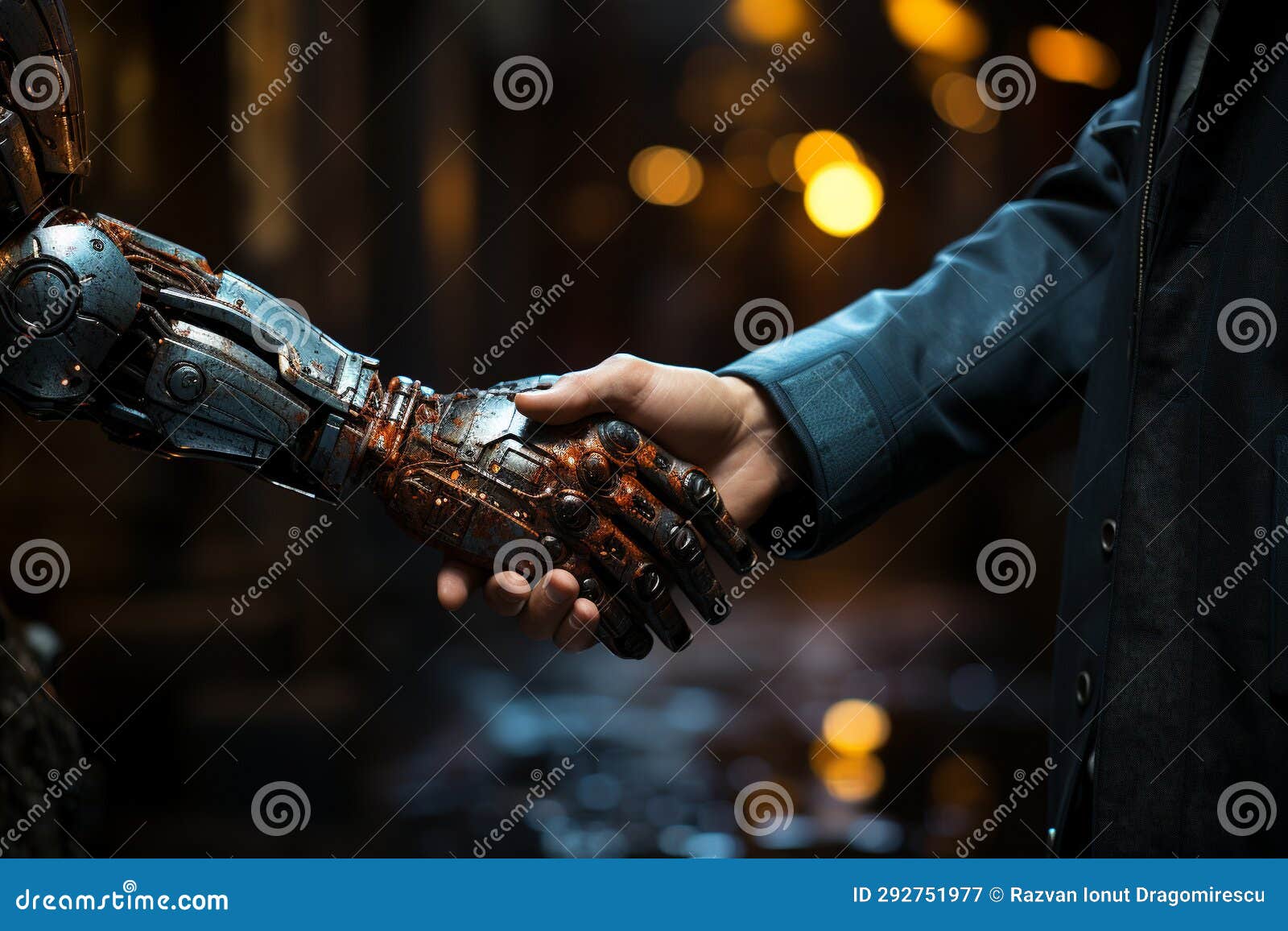 Handshake between a Robot and a Human, Symbolizing the Synergy between ...