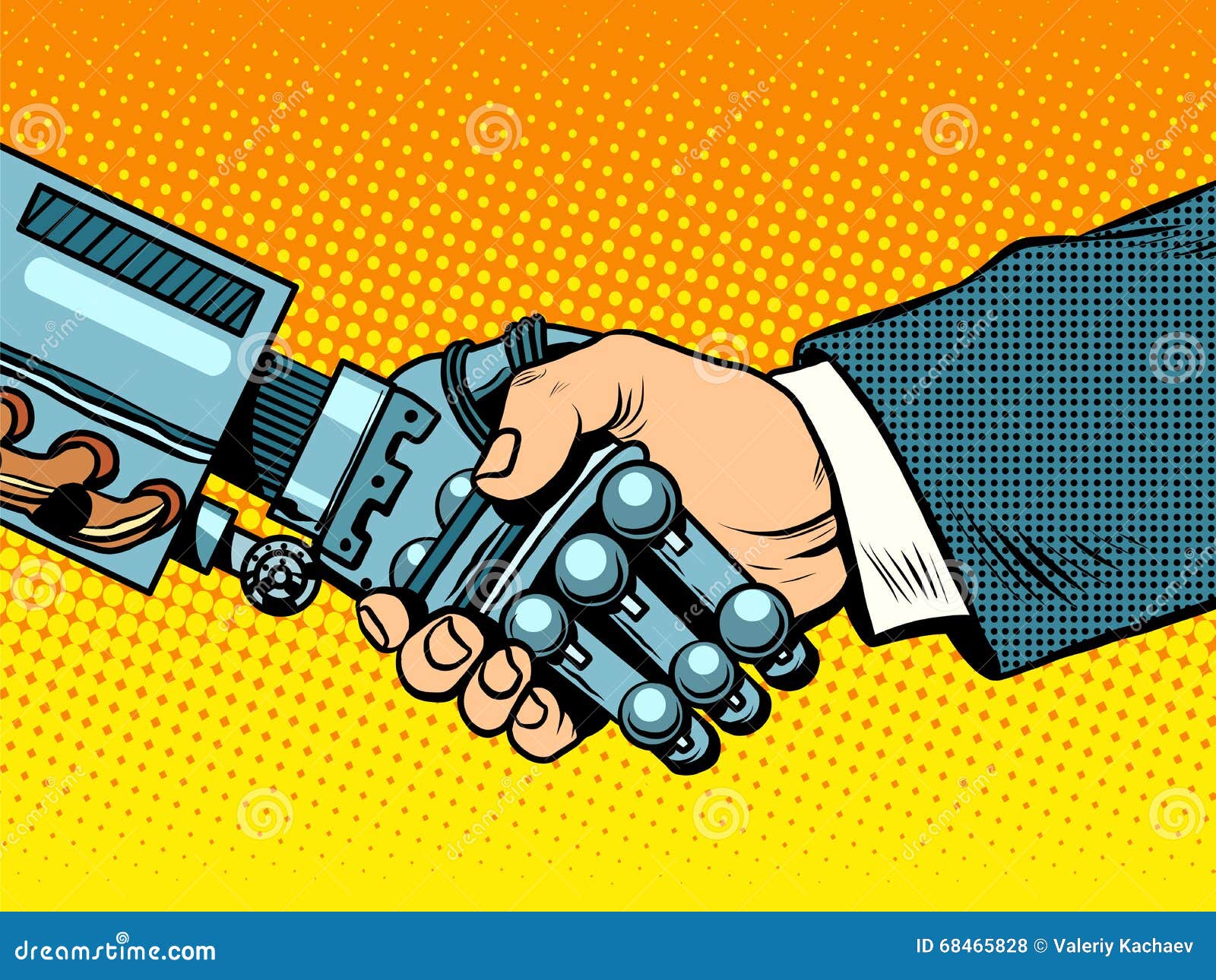 Handshake of Robot and Man. New Technologies Evolution Stock Vector ...