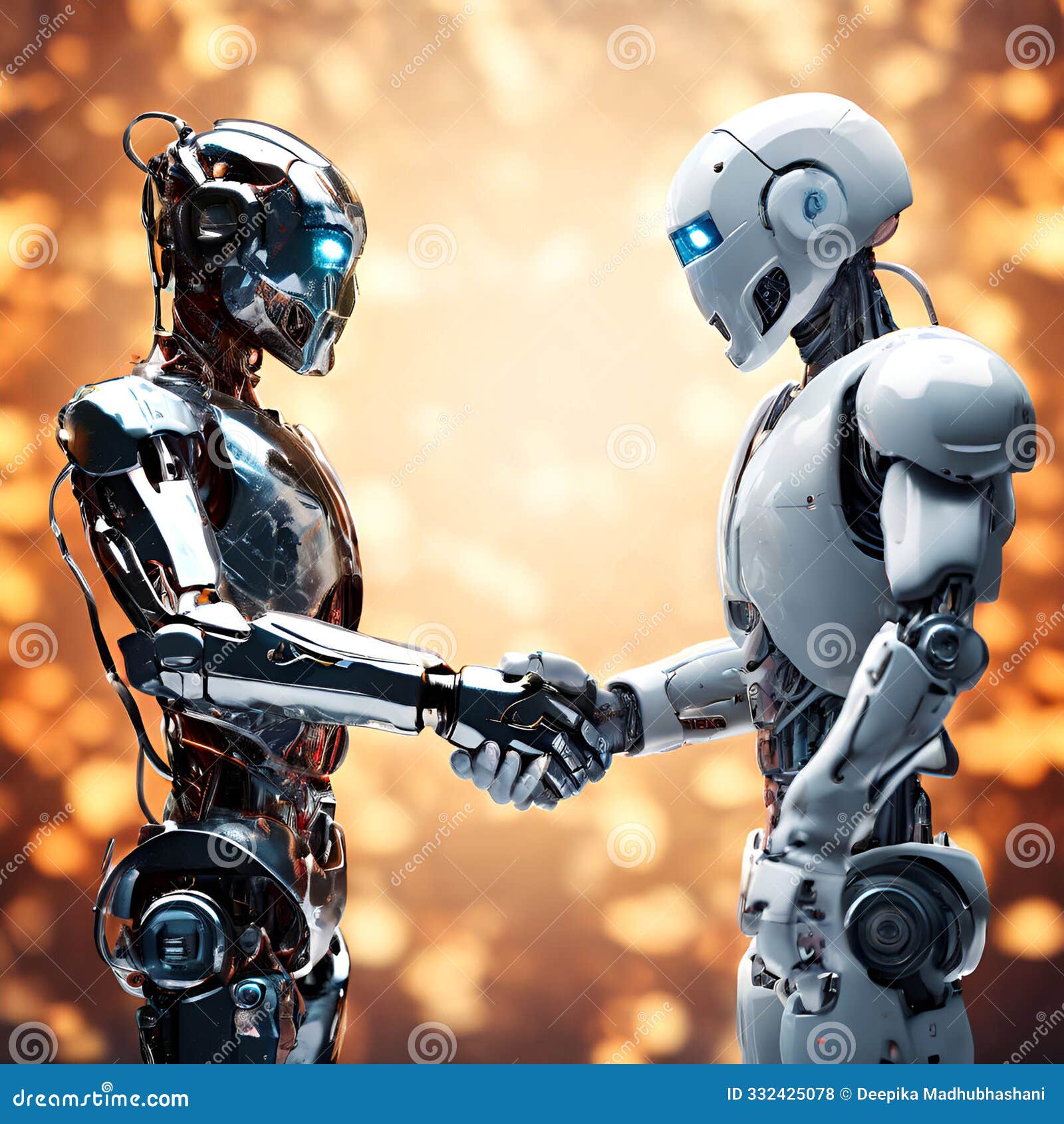 Handshake between Robots, Robo Hand Shaking Technological Background ...
