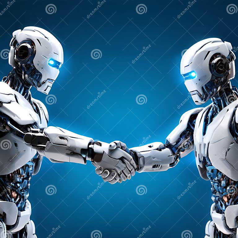 Handshake between Robots, Robo Hand Shaking Technological Background ...