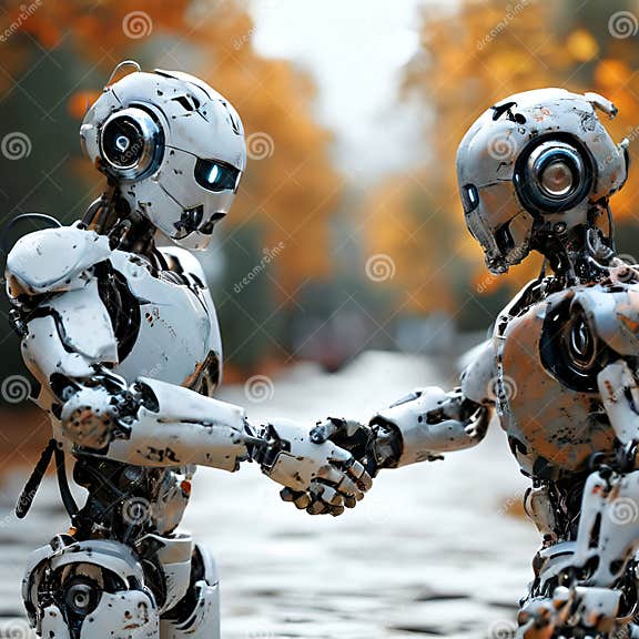 Handshake between Robots, Robo Hand Shaking Technological Background ...