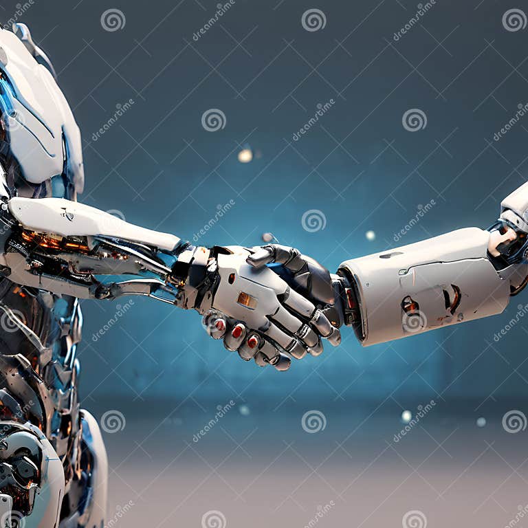Handshake between Robots, Robo Hand Shaking Technological Background ...