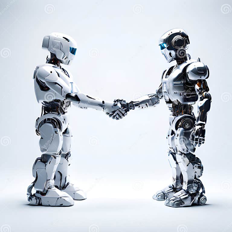 Handshake between Robots, Robo Hand Shaking Technological Background ...
