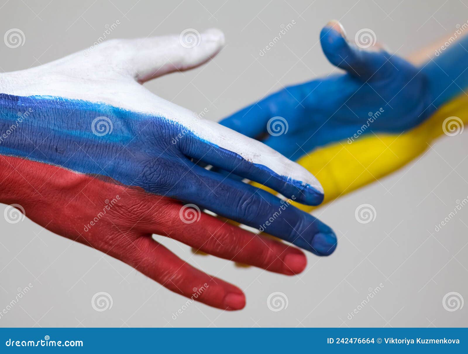 Handshake of Russia and Ukraine. the End of the War Stock Photo - Image ...