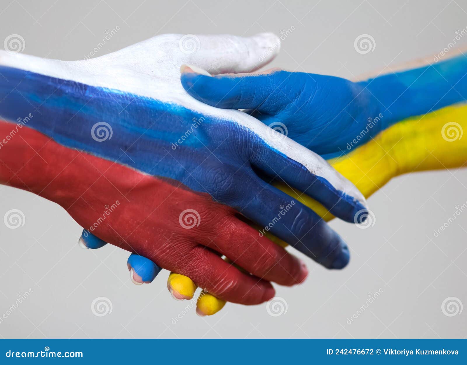 Handshake of Russia and Ukraine. the End of the War Stock Photo - Image ...
