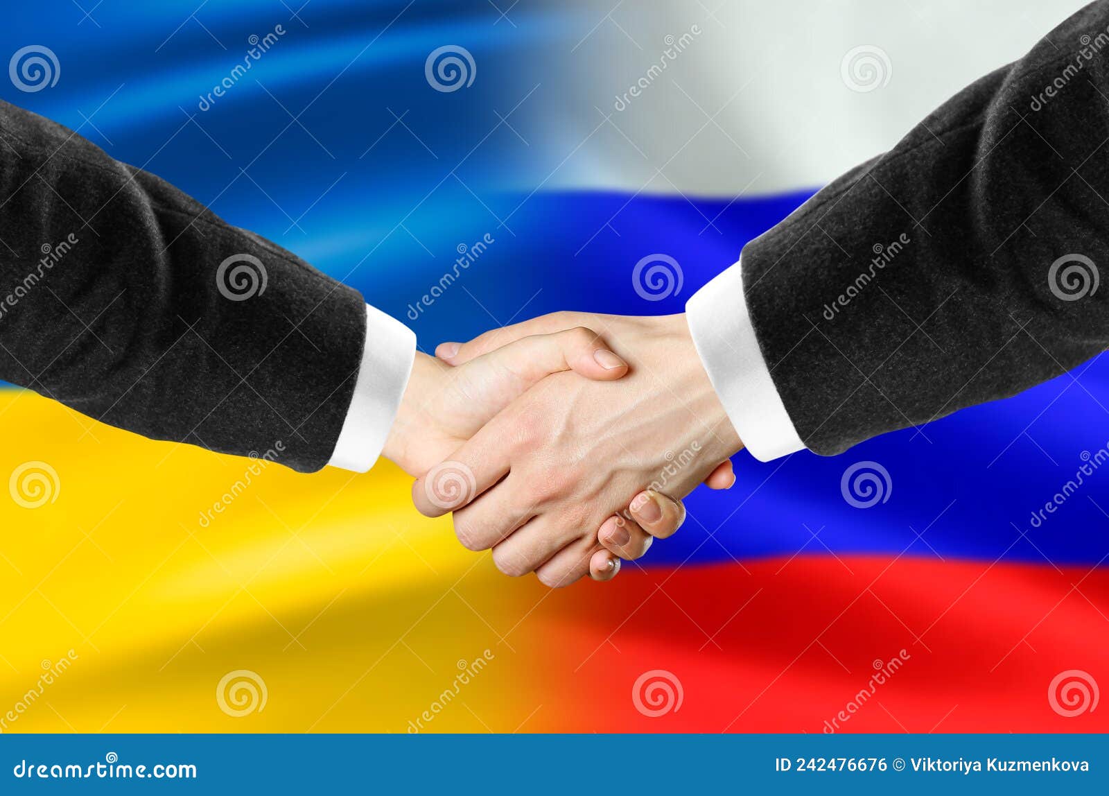 Handshake of Russia and Ukraine. the End of the War Stock Photo - Image ...