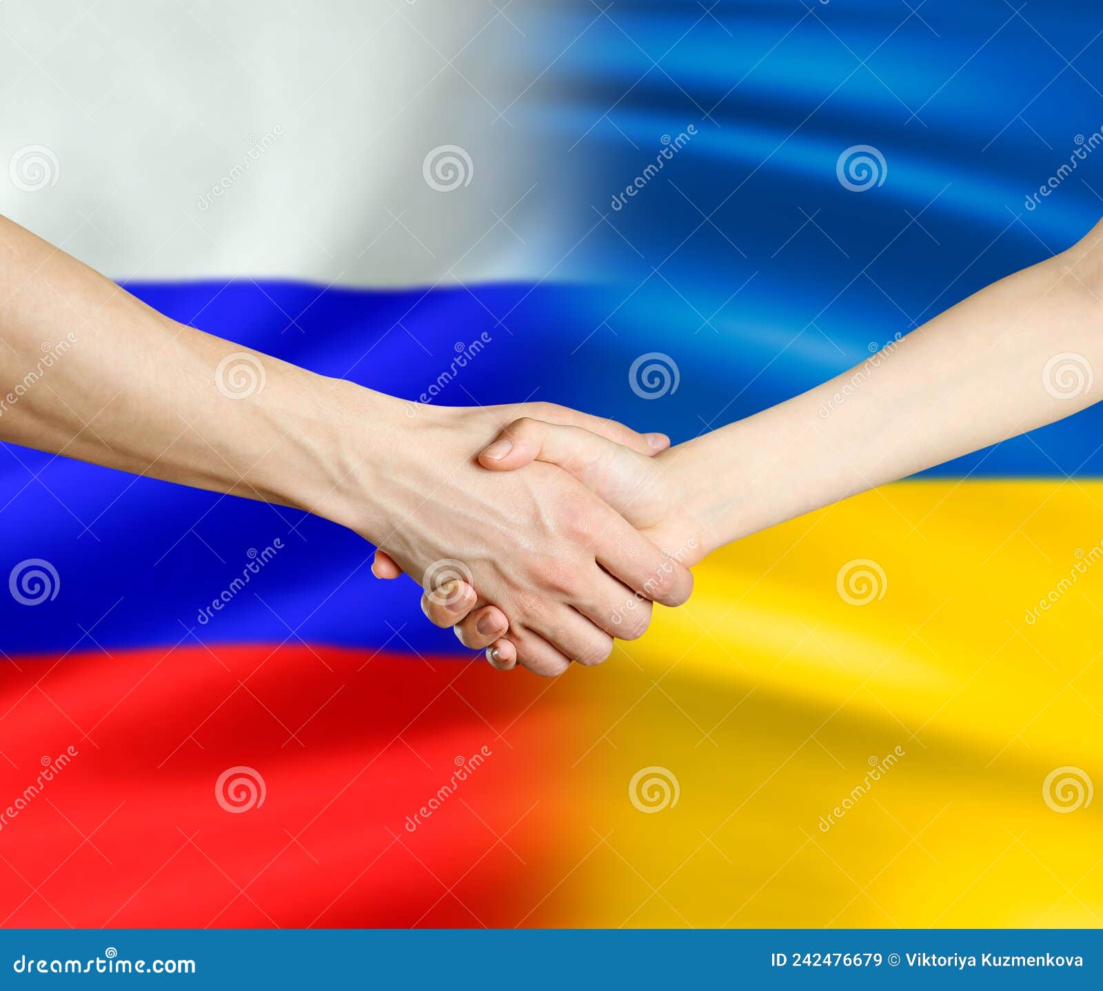 Handshake of Russia and Ukraine. the End of the War Stock Image - Image ...