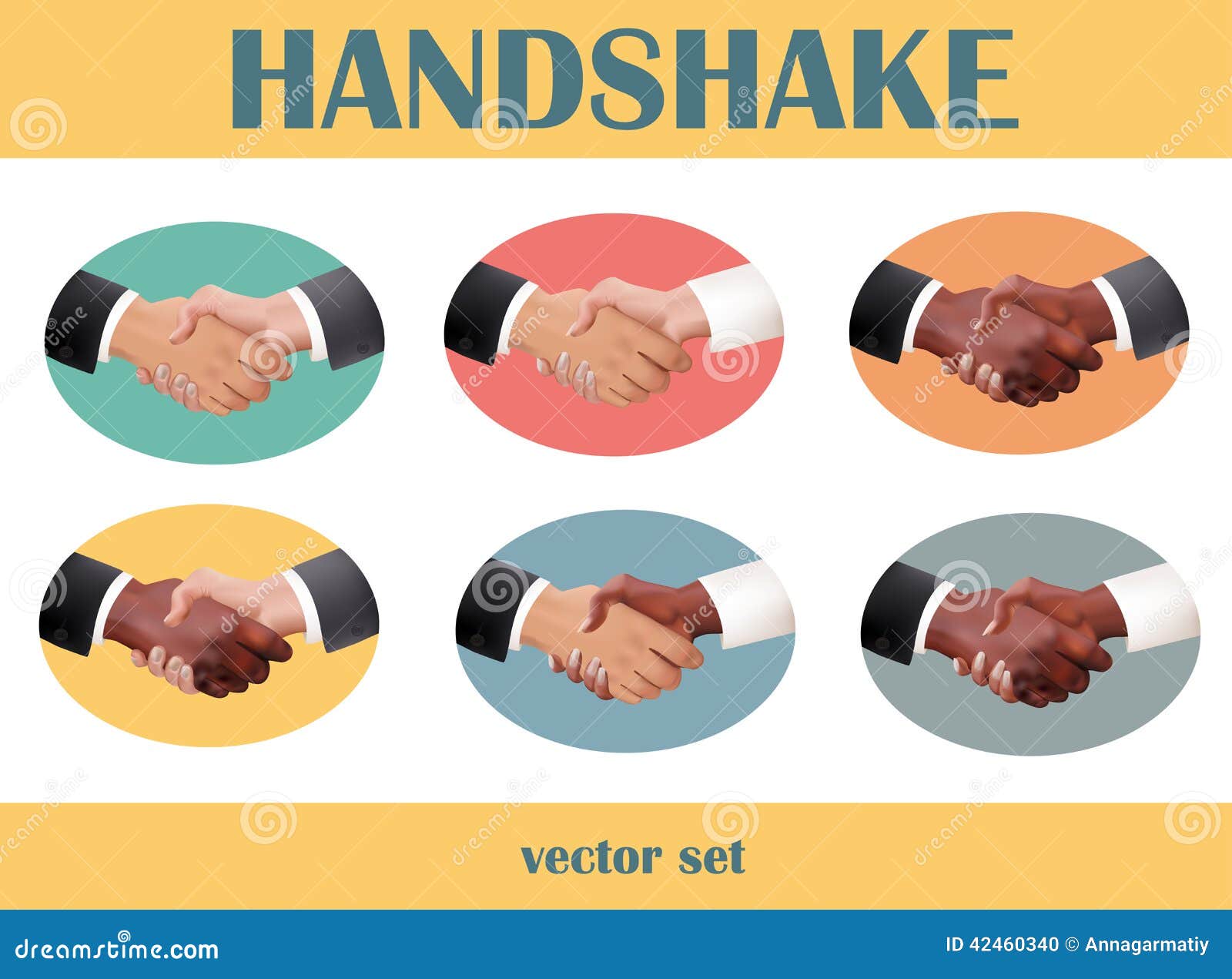 Handshake set stock vector. Illustration of people, nationality - 42460340