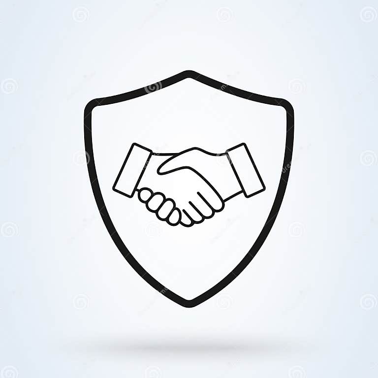Handshake Shield Security Icon Vector Illustration. Commitment Business ...