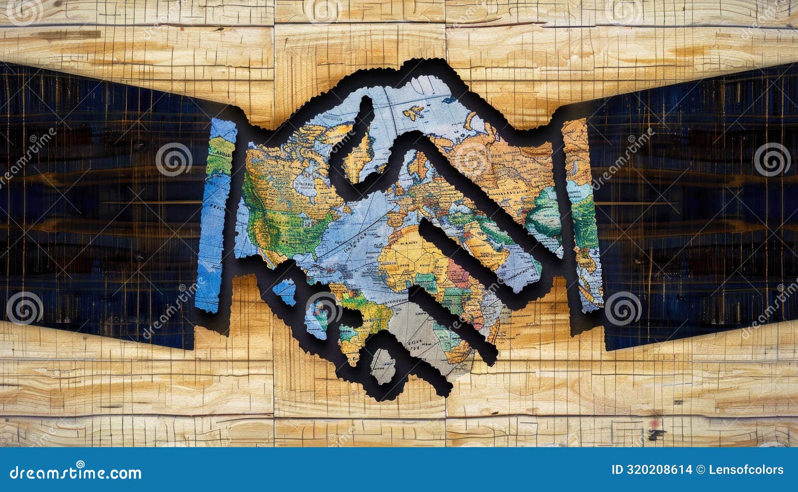 A Handshake Showing a World Map, a Symbol of Unity between Nations ...