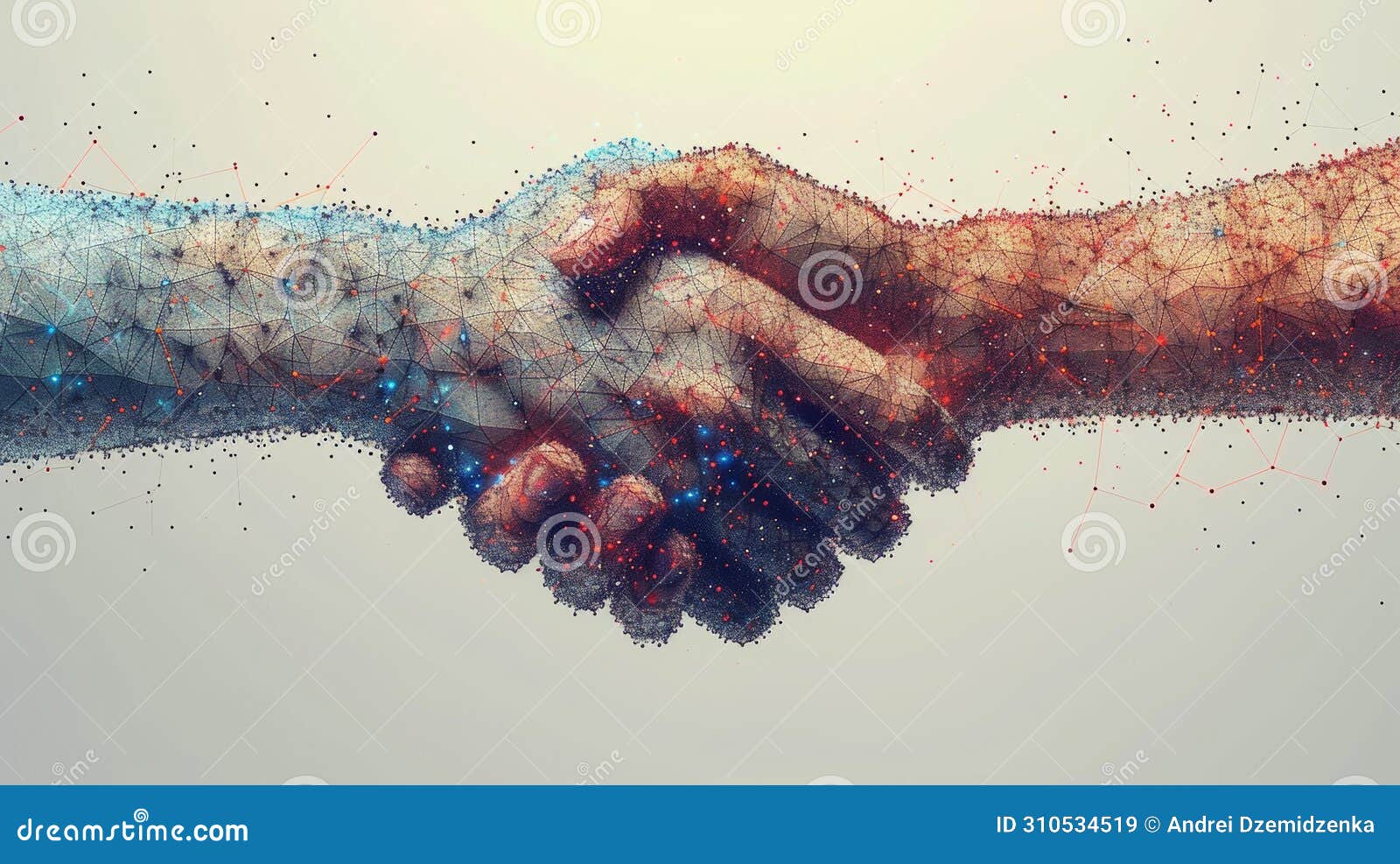 A Handshake Is Shown Here In A Low Poly Wireframe With A Gesture Hand ...