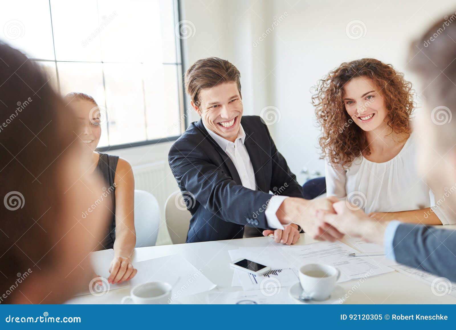 Handshake after Signing Contract Stock Image - Image of marketing ...