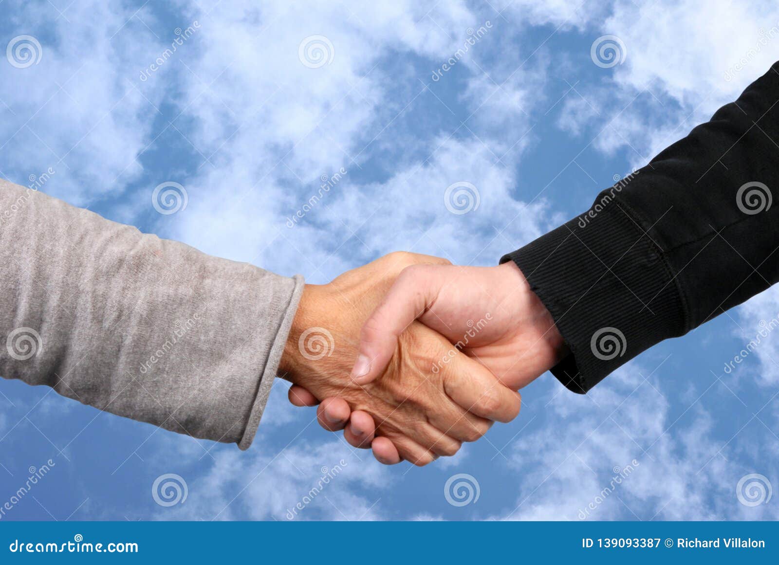 A Handshake on Sky Background Stock Image - Image of handshake ...